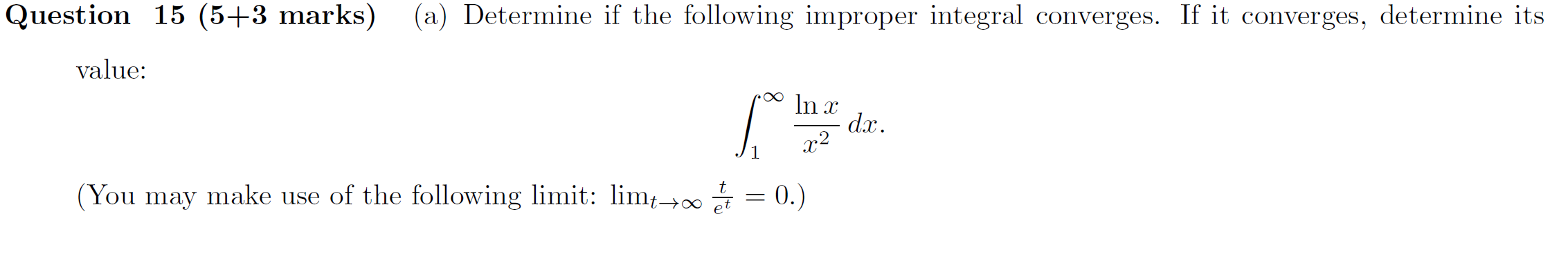 Solved 1) Prove if the integral converges or not, how do you | Chegg.com