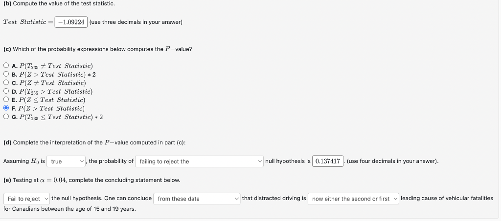 Solved The Canadian Industry reports that impaired driving | Chegg.com