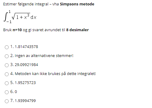 Solved Estimate the following integral - using Simpson&#039;s | Chegg.com