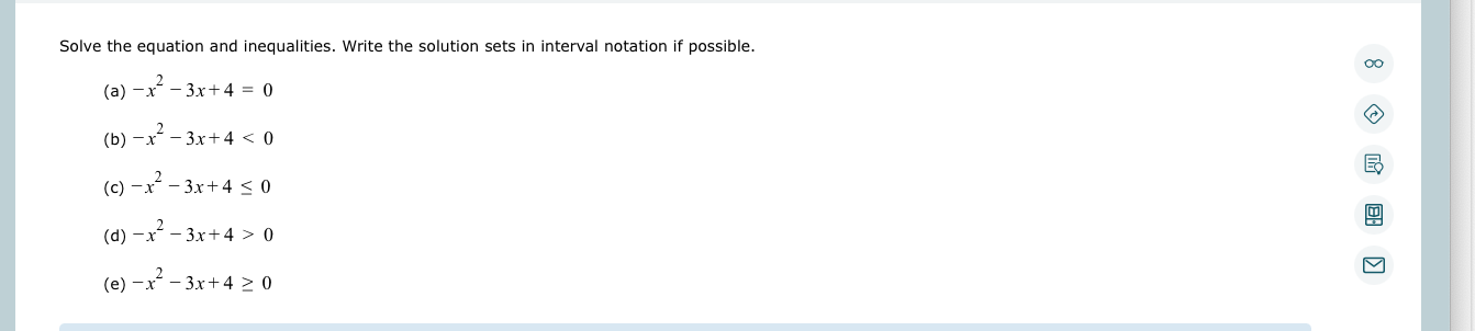 Solved Solve the equation and inequalities. Write the | Chegg.com