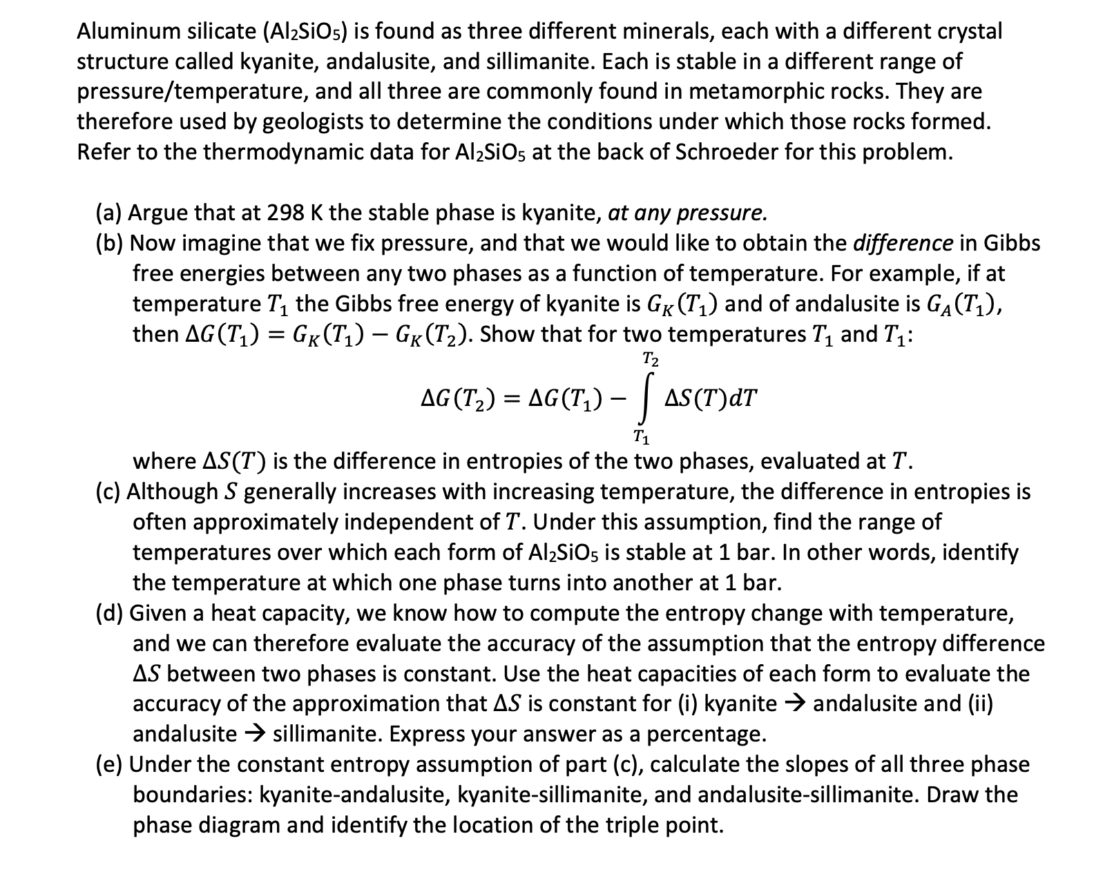 Solved Aluminum silicate (Al2SiO5) is found as three | Chegg.com