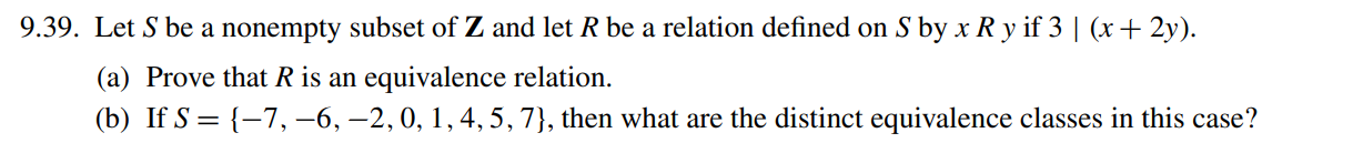 Solved 9.39. ﻿Let S ﻿be a nonempty subset of Z ﻿and let R | Chegg.com