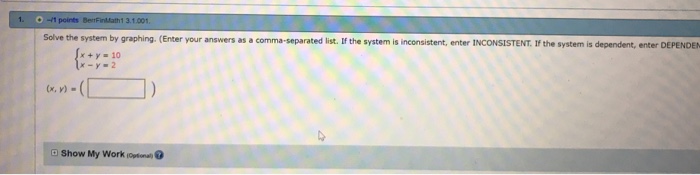 Solved Solve the system by graphing. (Enter your answers as | Chegg.com