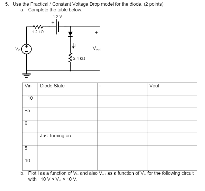 Solved 5. Use the Practical / Constant Voltage Drop model | Chegg.com