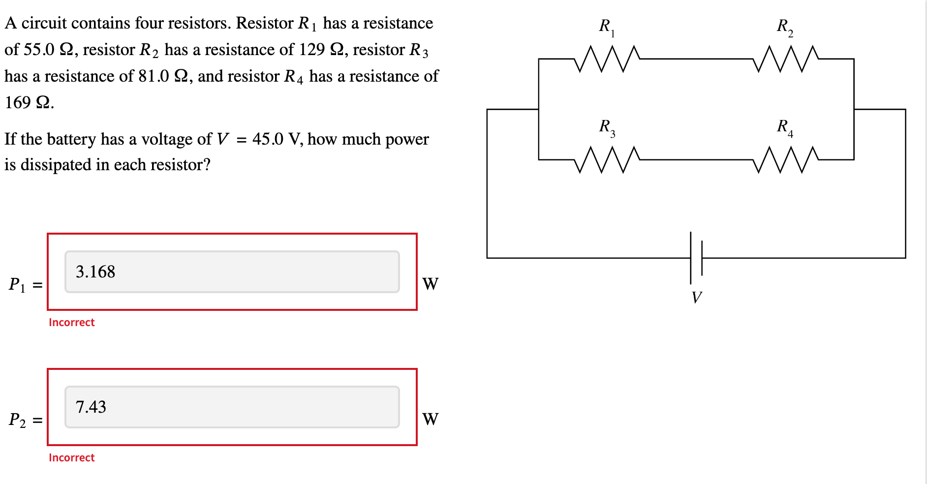 Solved A circuit contains four resistors. Resistor R1 has a | Chegg.com