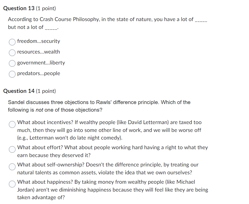 Solved According to Crash Course Philosophy, in the state of | Chegg.com