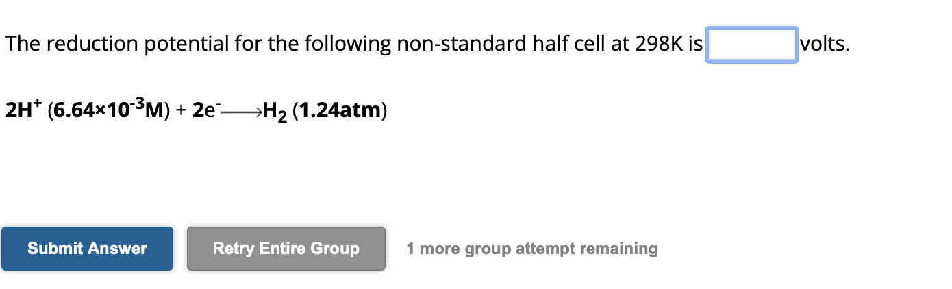 Solved The reduction potential for the following | Chegg.com