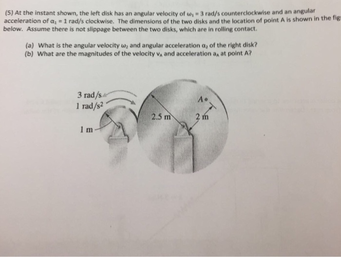 Solved (5) At the instant shown, the left disk has an | Chegg.com