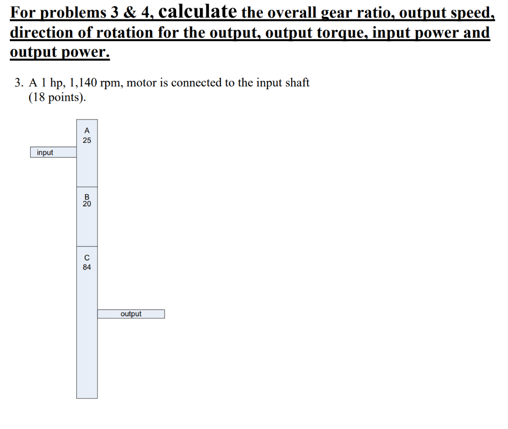 Solved For problems 3 & 4, calculate the overall gear ratio, | Chegg.com