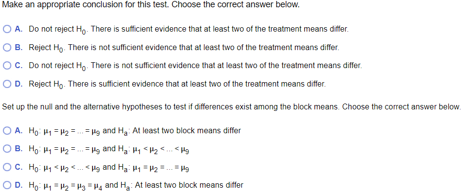 Solved Suppose an experiment utilizing a randomized block | Chegg.com