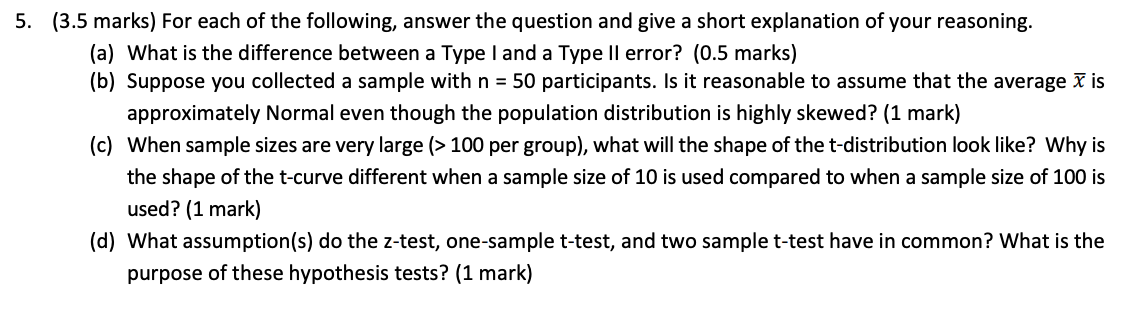 Solved 5. (3.5 marks) For each of the following, answer the | Chegg.com