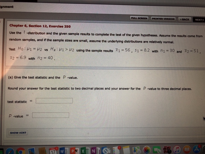 Solved gnment FULL SCREEN PRINTER VERSION | BACK NEXT | Chegg.com
