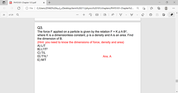 Solved PHYS101 Chapter 1(1).pdf X + 07 > 3 File | Chegg.com