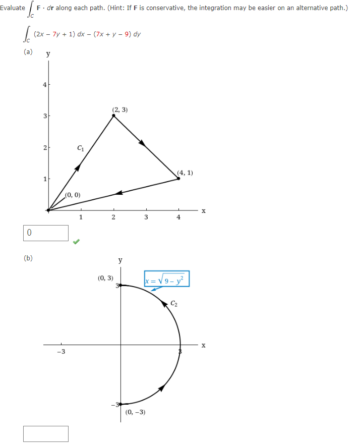 Evaluate ∫C﻿F*dr ﻿along each path. (Hint: If F ﻿is | Chegg.com