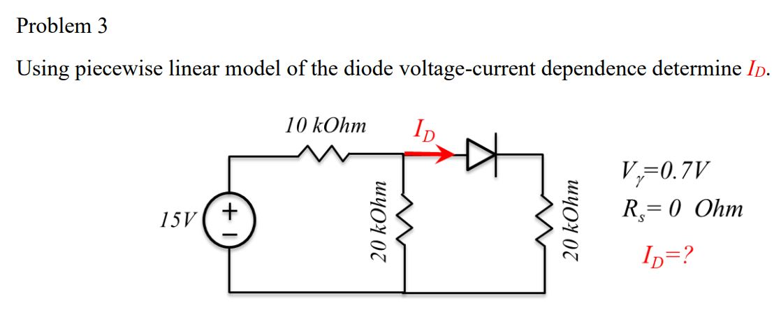 Solved Problem 3 Using piecewise linear model of the diode | Chegg.com