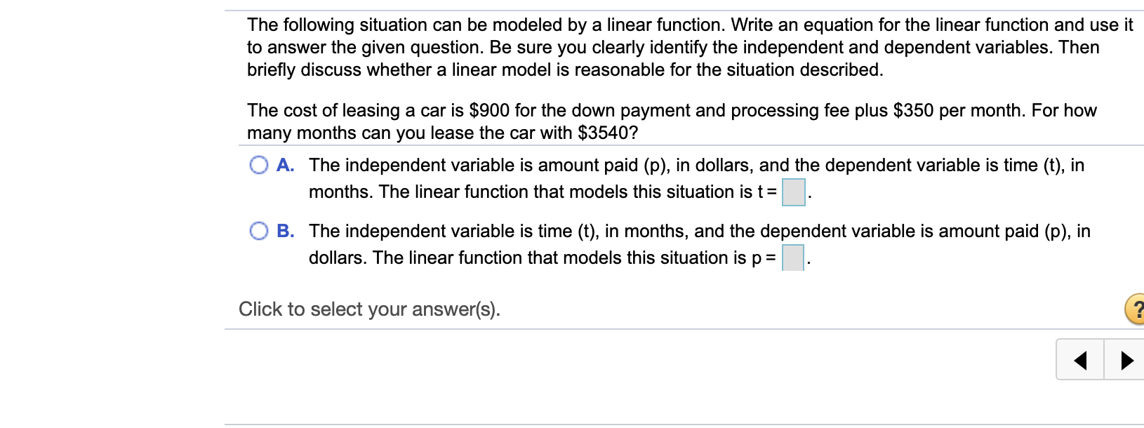 Solved The following situation can be modeled by a linear | Chegg.com