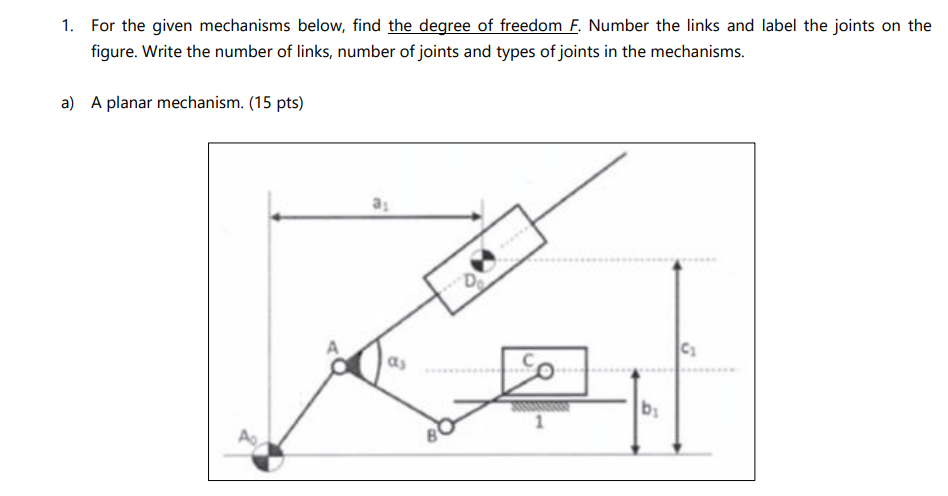 Solved 1. For the given mechanisms below, find the degree of | Chegg.com