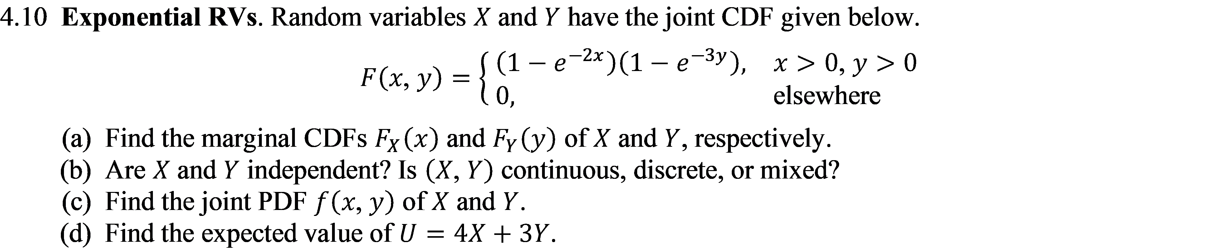 Solved cho 4.10 Exponential RVs. Random variables X and Y | Chegg.com