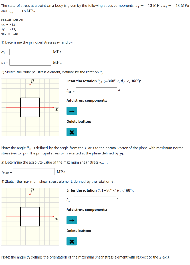 Solved The state of stress at a point on a body is given by | Chegg.com