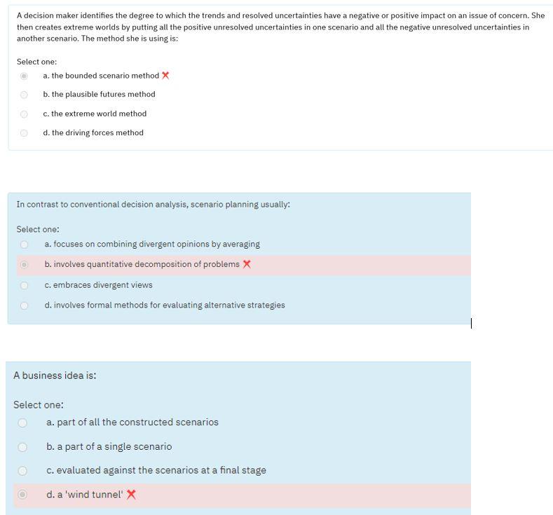 Solved A decision maker identifies the degree to which the | Chegg.com