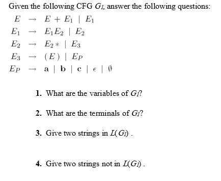 Solved Given the following CFG G), answer the following | Chegg.com