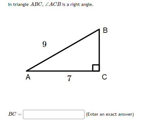 Solved In triangle ABC,∠ACB is a right angle. | Chegg.com