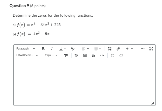 Solved Determine the zeros for the following functions: a) | Chegg.com