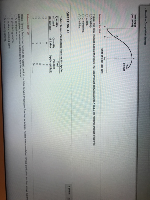 Solved Completion St Total output (per period) Total product | Chegg.com