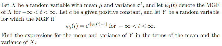 Solved Let X be a random variable with mean μ and variance | Chegg.com