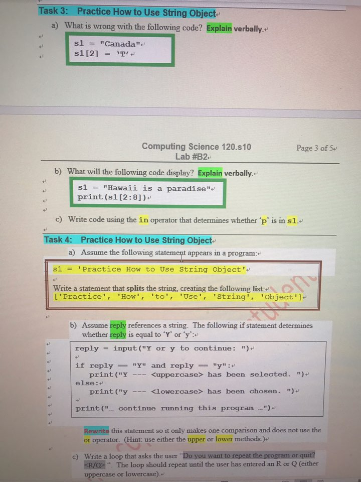 Solved Task 3: Practice How to Use String Object a) What is | Chegg.com