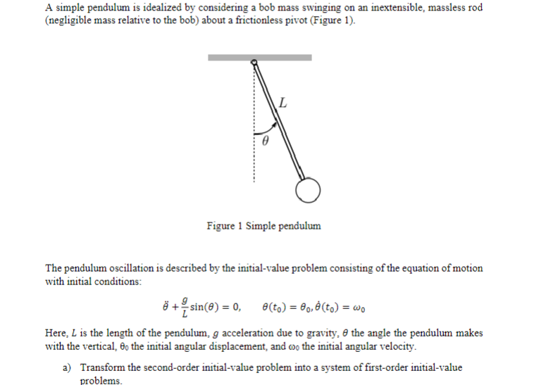 Solved A simple pendulum is idealized by considering a bob | Chegg.com