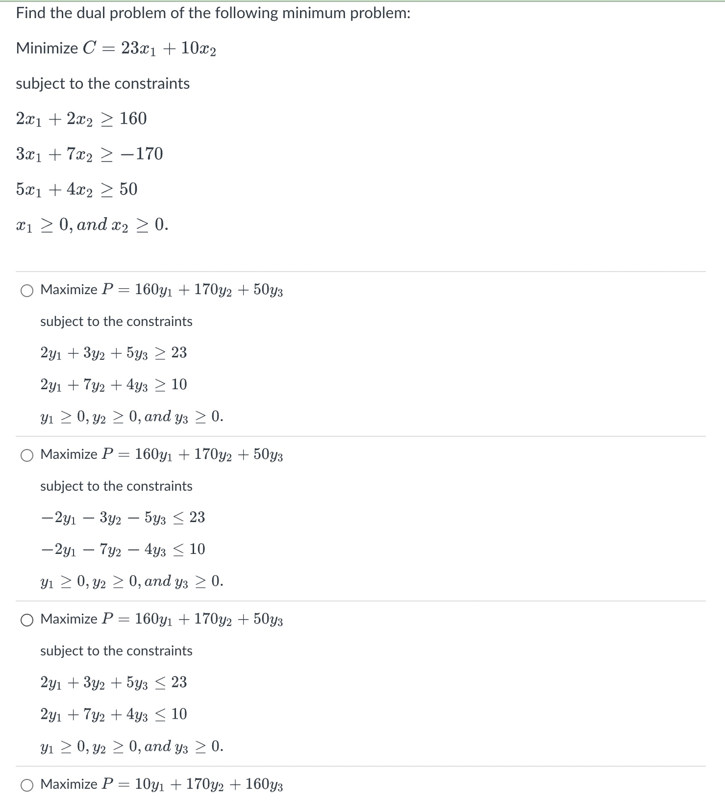 Solved Find the dual problem of the following minimum | Chegg.com