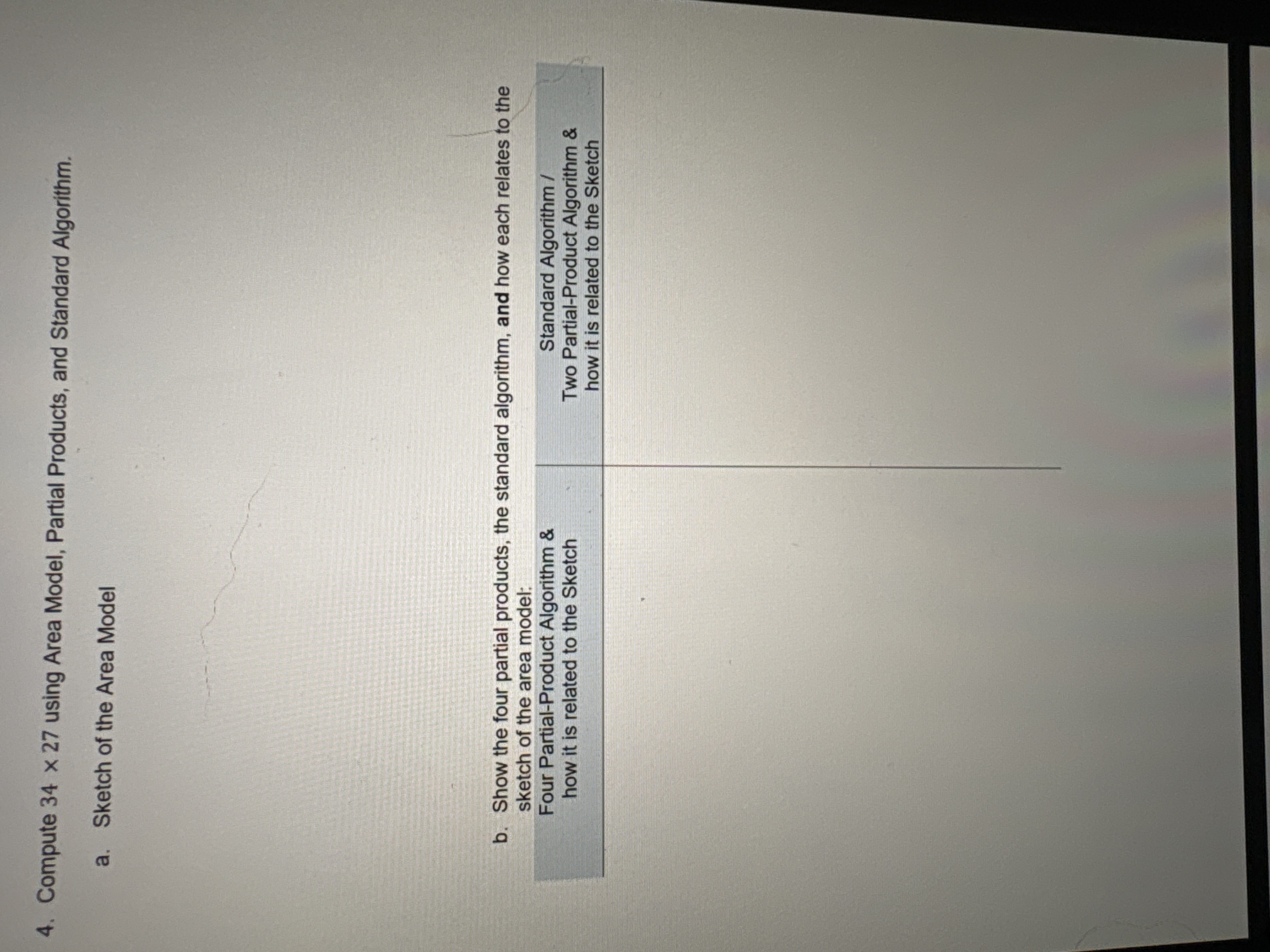 Solved 4. ﻿Compute \( 34 \times 27 \) ﻿using Area Model, | Chegg.com