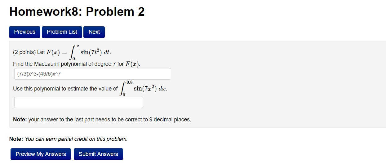 Solved Homework8: Problem 2 Previous Problem List Next $* | Chegg.com