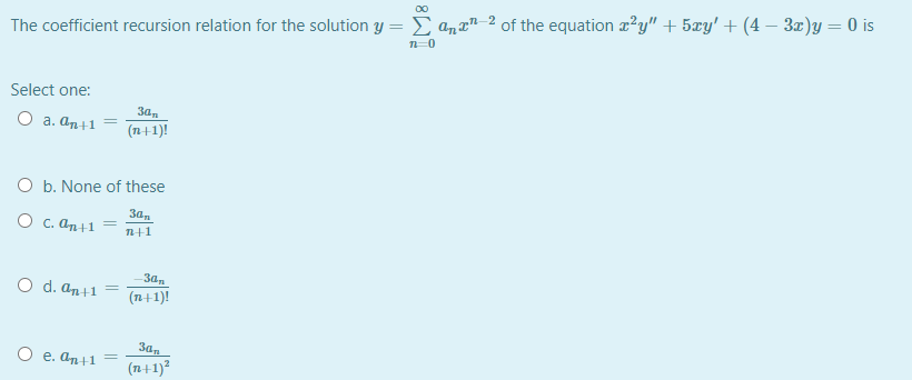 Solved 00 The coefficient recursion relation for the | Chegg.com