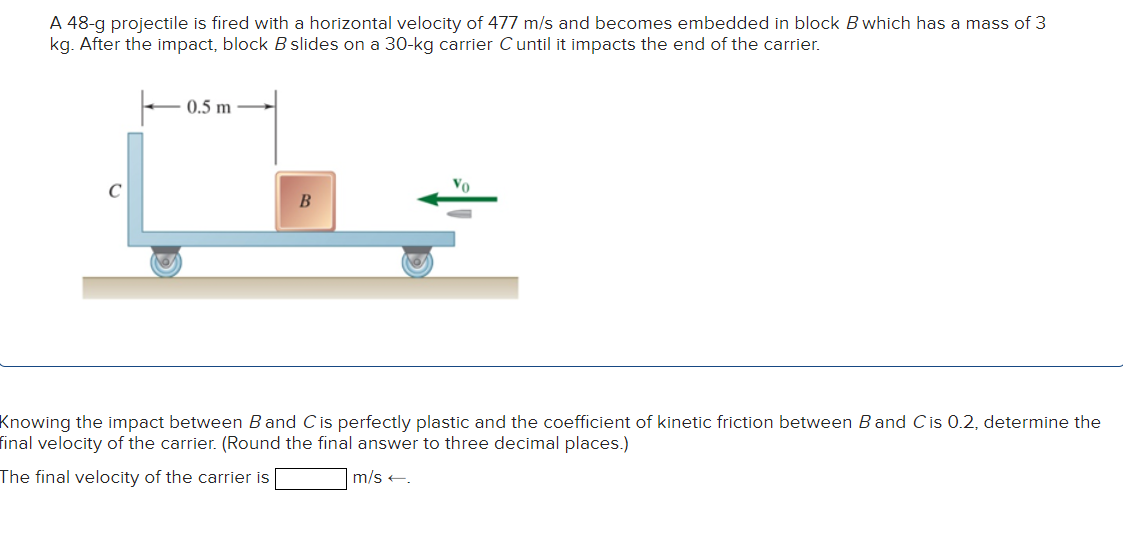Solved A 48-g projectile is fired with a horizontal velocity | Chegg.com