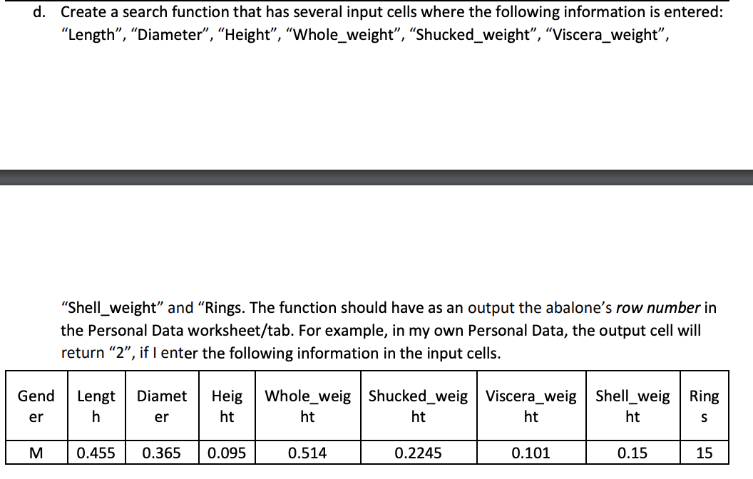 d. Create a search function that has several input | Chegg.com