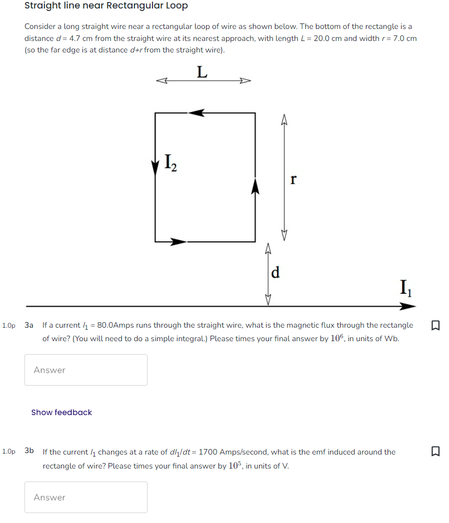 Solved Straight line near Rectangular Loop Consider a long | Chegg.com