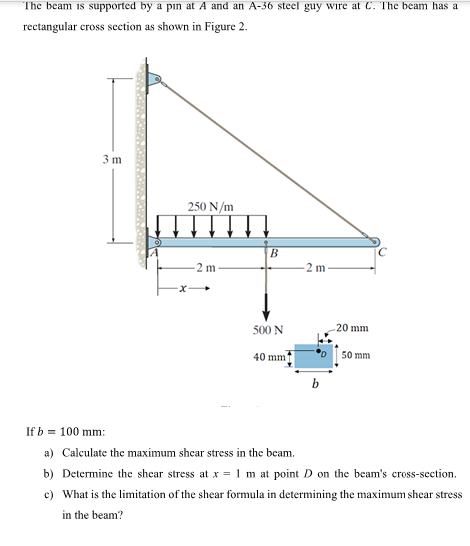 Solved The beam is supported by a pin at and an A-36 steel | Chegg.com