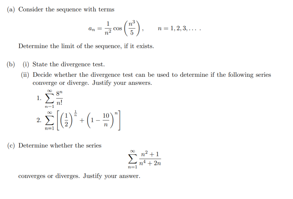 Solved (a) Consider the sequence with terms 1 an = 3 cos (") | Chegg.com