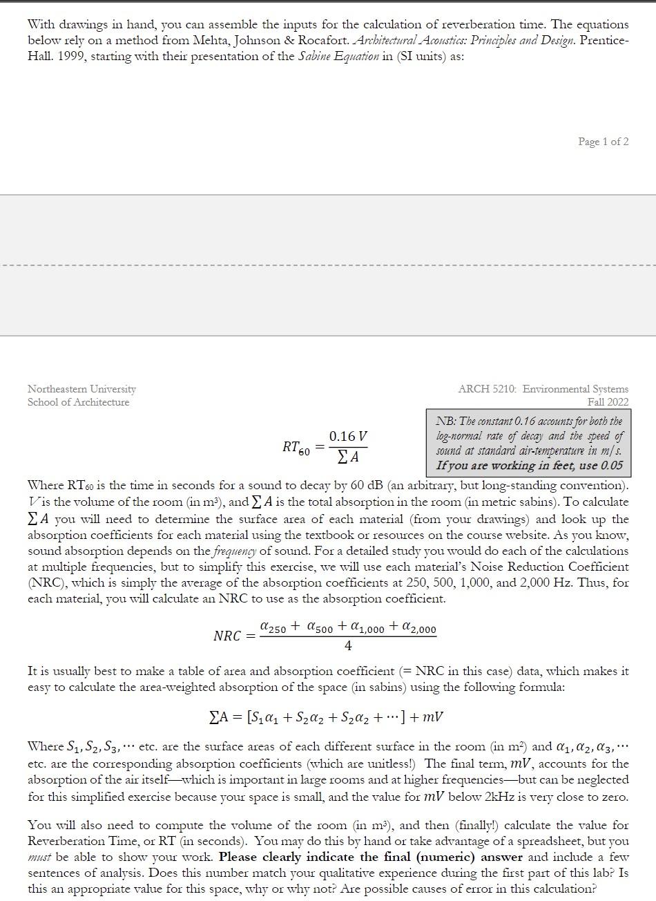 Calculate Reverberation Time Of Classroom In Seconds