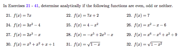 Solved In Exercises 21 - 41, determine analytically if the | Chegg.com