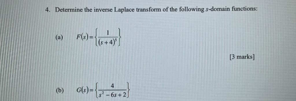 Solved 4. Determine the inverse Laplace transform of the | Chegg.com