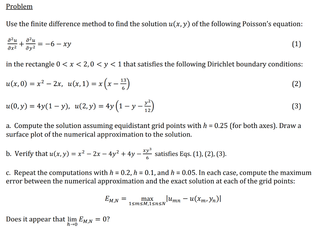Solved Problem Use The Finite Difference Method To Find The