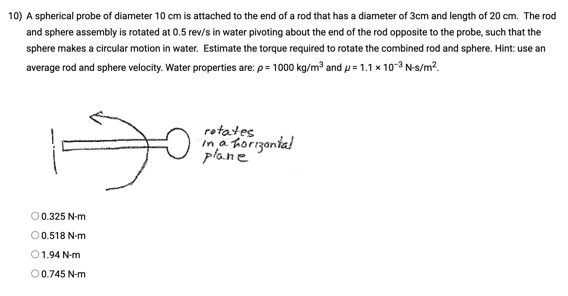 10) A spherical probe of diameter 10 cm is attached | Chegg.com