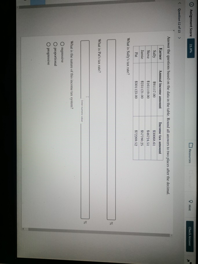 Solved Assignment Score: 21.9% Resources Hint Check Answer