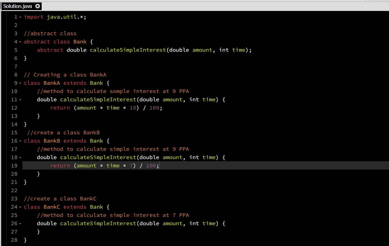 Solved Method overriding to calculate simple interest Create | Chegg.com