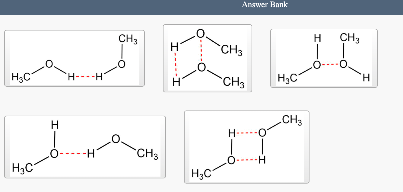 Solved Several methanol (CH3OH) dimers are drawn and several | Chegg.com