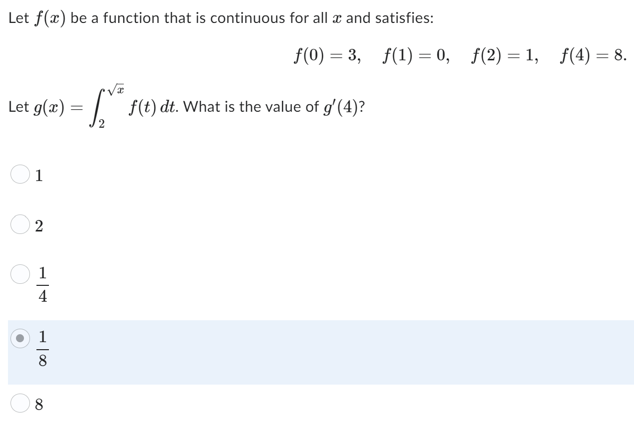 Solved Let f(x) be a function that is continuous for all x | Chegg.com