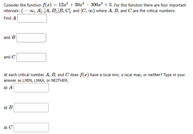 Solved Consider the function f(x)=12x5+30x4−300x3+5. For | Chegg.com
